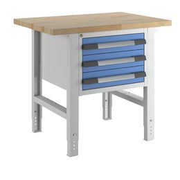 eurokraft pro Werkbank, Baukastensystem Serie 7000, 3 Schubladen, BxT 1000 x 700 mm
