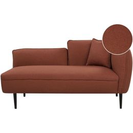 Beliani Chaiselongue Dunkelrot Stoffbezug Bouclé Rechtsseitig mit Kissen Metallbeine Modern für Wohnzimmer Schlafzimmer Wintergarten Kleine Räume