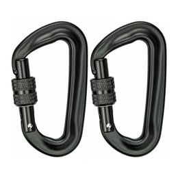 2 Stück Kletterkarabiner 12 kN (1200 kg), robuster Aluminium-Karabiner, D-förmiger Karabiner für Hängematten, Yoga, Schaukel, Camping, Schlüsselbund,