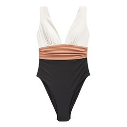 next Badeanzug Damen Gr&ouml;&szlig;e M beige / schwarz / wei&szlig;