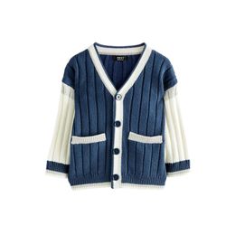 next Strickjacke Jungen Gr&ouml;&szlig;e 74 navy / grau / wei&szlig;