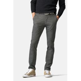 Chinos MEYER "BONN", Herren, Gr. 28, Normalgrößen, grau (mittelgrau), 50% Baumwolle;32% Polyester;15% Viskose;3% Elasthan, unifarben, regular fit lang, Hosen, mit Flexiblen Bund