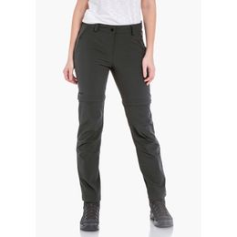 Schöffel Zip-away-Hose SCHÖFFEL "Pants Zip Off" Gr. 17, Kurzgrößen, grau (graphit), Damen, Oberstoff : 89% Nylon 11% Elasthan, Hosen