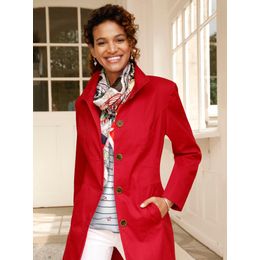 Langjacke Casual Looks, Damen, Gr. 42, rot, 97% Baumwolle, 3% Elasthan, unifarben, Langarm, Jacken Langjacke Übergangsjacke