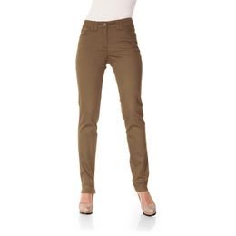 Röhrenhose Heine, Damen, Gr. 18, Kurzgrößen, braun (nougat), 98% Baumwolle, 2% Elasthan, unifarben, lang, Hosen