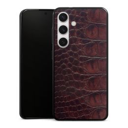 DeinDesign Galaxy S24 Handy Slim Case extra d&uuml;nn Silikon Handyh&uuml;lle schwarz H&uuml;lle Leather Crocodile Animal Print Silikon Slim Case