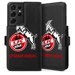 DeinDesign Galaxy S21 Ultra 5G Handy Klapph&uuml;lle Handyh&uuml;lle aus Kunst Leder schwarz Flip Case Official Licensed Product Transparent 1. Fc K&ouml;ln Sideflip mit Lasche