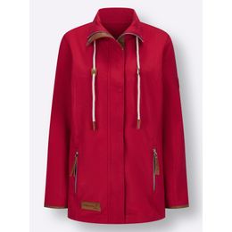 sheego Gro&szlig;e Gr&ouml;&szlig;en Sweatjacke mit Paspeln aus Leder-Imitat, rot, Gr&ouml;&szlig;e 50 - Damen