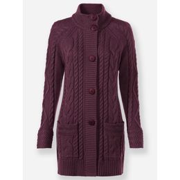 WITT Damen Longstrickjacke mit Einstrickmuster, burgund, Gr&ouml;&szlig;e 42