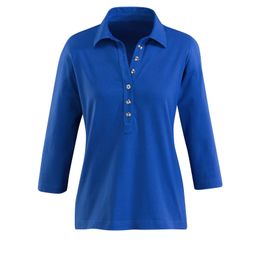 WITT Damen Poloshirt mit langer Knopfleiste, royalblau, Gr&ouml;&szlig;e 54