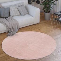 Paco Home - Teppich, Kurzflor-Teppich Für Wohnzimmer, Super Soft, Weich, Waschbar, In Rosa ø 160 cm Rund