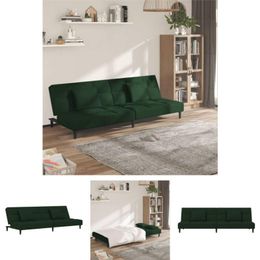 The Living Store Schlafsofa 2-Sitzer mit 2 Kissen Dunkelgrün Samt - Sofas