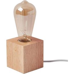 (Glühbirne nicht im Lieferumfang enthalten) 2 kleine Tischlampen, Nachttischlampen mit Diamant-Holzsockel, neben der Lampe, E27, 60 W, perfekt für