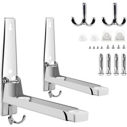 Wandhalterung für Mikrowelle, Edelstahl 304, mit Haken, faltbar und teleskopierbar, maximale Belastung 40 kg, Silber