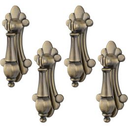 Csparkv - Set mit 4 hängenden Griffen aus geschnitzter Bronze aus Zinklegierung im Vintage-Stil für Schränke, Kleiderschränke, Schränke, Schubladen,