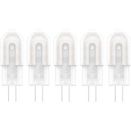 5X G4 LED-Lampe, 2 W, 12 SMD 2835 LEDs, warmweiß, 3000 K, Strahler, hohe Helligkeit, 200 lm, milchiger Kunststoff, LED-Birne, AC/DC12 V