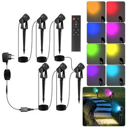 6tlg. led Gartenstrahler mit Erdspieß. Außenstrahler Gartenbeleuchtung mit Stecker Wasserdicht IP65 rgb - Tolletour