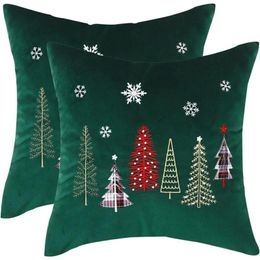 2er-Set Weihnachts-Kissenbezug, 45 x 45 cm, Weihnachtsmann-Kissenbezug, Frohe Weihnachten im Winter, dekorative Bettdekoration, Kissen-Set für