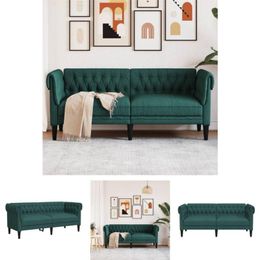 The Living Store - Chesterfield-Sofa 2-Sitzer Dunkelgrün Stoff - Sofas - Grün