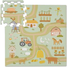 Puzzlematte, 21-tlg. Baby Spielmatte, Bauernhof-Motiv, Tiere, schadstofffreier Schaumstoff, Kindermatte, bunt - Relaxdays