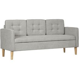 HOMCOM - 3 Sitzer Sofa, Couch mit Stauraum, Holzbeine, Gepolsterter Polstersofa, Doppelsofa mit Samtoptik für Wohnzimmer, Schlafzimmer, 166,5B x 62T