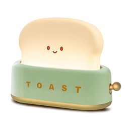 Schreibtisch-Dekor-Toaster-Lampe, wiederaufladbare kleine Lampe mit lächelndem Gesicht, Toastbrot, niedliche Toastform, Raumdekoration, Nachtlicht