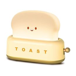 Kleine Tischlampe, niedliches Toastbrot-LED-Schlafzimmer-Nachttisch-Licht mit Timer und wiederaufladbar, cooles Geburtstagsgeschenk für Babys,