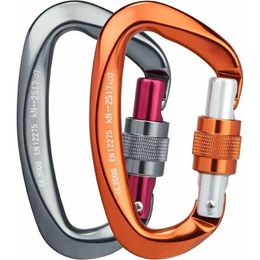 Stück Kletterkarabiner [25 KN] CE-zertifizierter Aluminiumkarabiner mit Schraubverschluss, D-Form, ideal für Bergsteigen, Wandern, Rettung, Camping