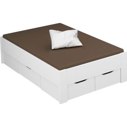 Stauraumbett Rauch "Aditio", weiß, B:126cm H:50cm L:208cm, Betten, ohne Kopfteil, inklusive Schubkästen