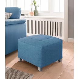 Sit & More Hocker SIT & MORE "Pablo", blau (hellblau), B:58cm H:43cm T:58cm, Luxus-Microfaser (90% Polyester, 10% Polyamid);Kunstleder SOFTLUX;Luxus-Microfaser ALTARA NUBUCK (100% Polyester), Hocker, Polsterhocker