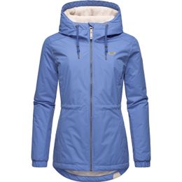 Winterjacke Ragwear "Dankka Warm", Damen, Gr. 4XL (48), blau, Obermaterial: 100% Polyester, Innenfutter: 100% Polyester, Wattierung: 100% Polyester, Basic, figurumspielend Po-bedeckend, hoch geschlossener Ausschnitt, Ärmel ohne Ärmelschlitz elastischer Bund mit Gummizug, Jacken, Wasserdichte weiche Damen Jacke für den Winter