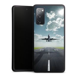 DeinDesign Galaxy S20 FE 5G Handy Premium Silikon H&uuml;lle Handyh&uuml;lle schwarz Case Airplane Wanderlust Urlaub Silikon Premium Case