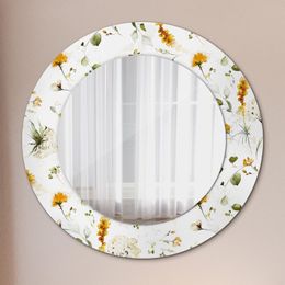 Ø60cm Modern Spiegel - Wandspiegel Wandmontage- Schlafzimmer - Feld Blumen