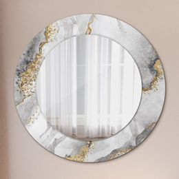 Spiegel - Mirror zum Wandspiegel Schlafzimmer – Schminkspiegel- weiß Marmor Gold- Ø50cm