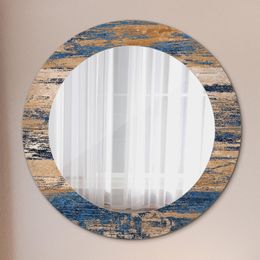 Ø60cm Modern Spiegel - Wandspiegel Wandmontage- Schlafzimmer - Blau Blumen