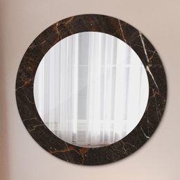 Runder Spiegel mit Modernem Aufdruck - Dekospiegel Wandmontage -marmor mit gold- Ø60cm