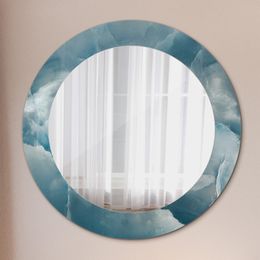 Ø60cm Modern Spiegel - Wandspiegel Wandmontage- Schlafzimmer - Blau Palmen