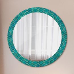 Spiegel - Mirror zum Wandspiegel Schlafzimmer – Schminkspiegel- grün und gold Komposition- Ø80cm