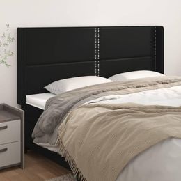 vidaXL Kopfteil mit Ohren Schwarz 203x16x118/128 cm Kunstleder