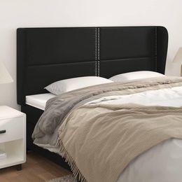 vidaXL Kopfteil mit Ohren Schwarz 183x23x118/128 cm Kunstleder