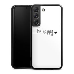 DeinDesign Galaxy S22 Handy Slim Case extra dünn Silikon Handyhülle schwarz Hülle Sayings Happiness Statement Silikon Slim Case