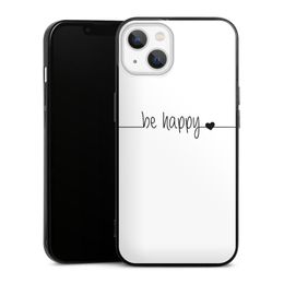 DeinDesign iPhone 13 Handy Slim Case extra d&uuml;nn Silikon Handyh&uuml;lle schwarz H&uuml;lle Statement Happiness Sayings Silikon Slim Case