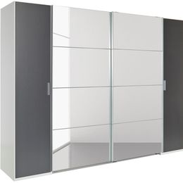 Dreh-/Schwebetürenschrank wimex "Lotto", weiß (weiß, graphit, spiegel), B:270cm H:210cm T:65cm, Schränke, Kleiderschrank Schwebetürenschrank