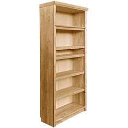 Bücherregal Home Affaire "Soeren", beige (gelaugt, geölt), H:220cm T:33cm, Regale, in 2 Höhen und 2 Tiefen, mit viel Stauraum