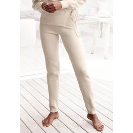 Strickhose Lascana Gr. 32/34, N-Gr, beige (creme), Damen, Strick, Obermaterial: 52% Polyester, 44% Polyacryl, 4% Elasthan, unifarben, meliert, Hosen, aus weichem Strick, Loungewear