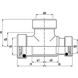 Aalberts AIPS T-Stück VSH Tectite TT25 22 x 22 x 15 mm, Kupfer, reduziert, unlösbar