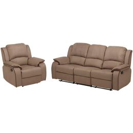 Couchgarnitur Relax 3+1 - Microfaser - Taupe - hernani