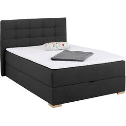 Boxbett Home Affaire "Olivet", grau (anthrazit), B:154cm L:230cm, Komplettbetten, in 4 Farben, 4 Breiten, 2 Matratzenarten, auch in Überlänge 220 cm