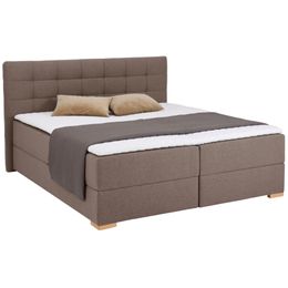 Boxbett Home Affaire "Olivet", braun (hellbraun), B:194cm L:210cm, Komplettbetten, in 4 Farben, 4 Breiten, 2 Matratzenarten, auch in Überlänge 220 cm