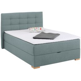 Boxbett Home Affaire "Olivet", blau (petrol), B:154cm L:230cm, Komplettbetten, in 4 Farben, 4 Breiten, 2 Matratzenarten, auch in Überlänge 220 cm